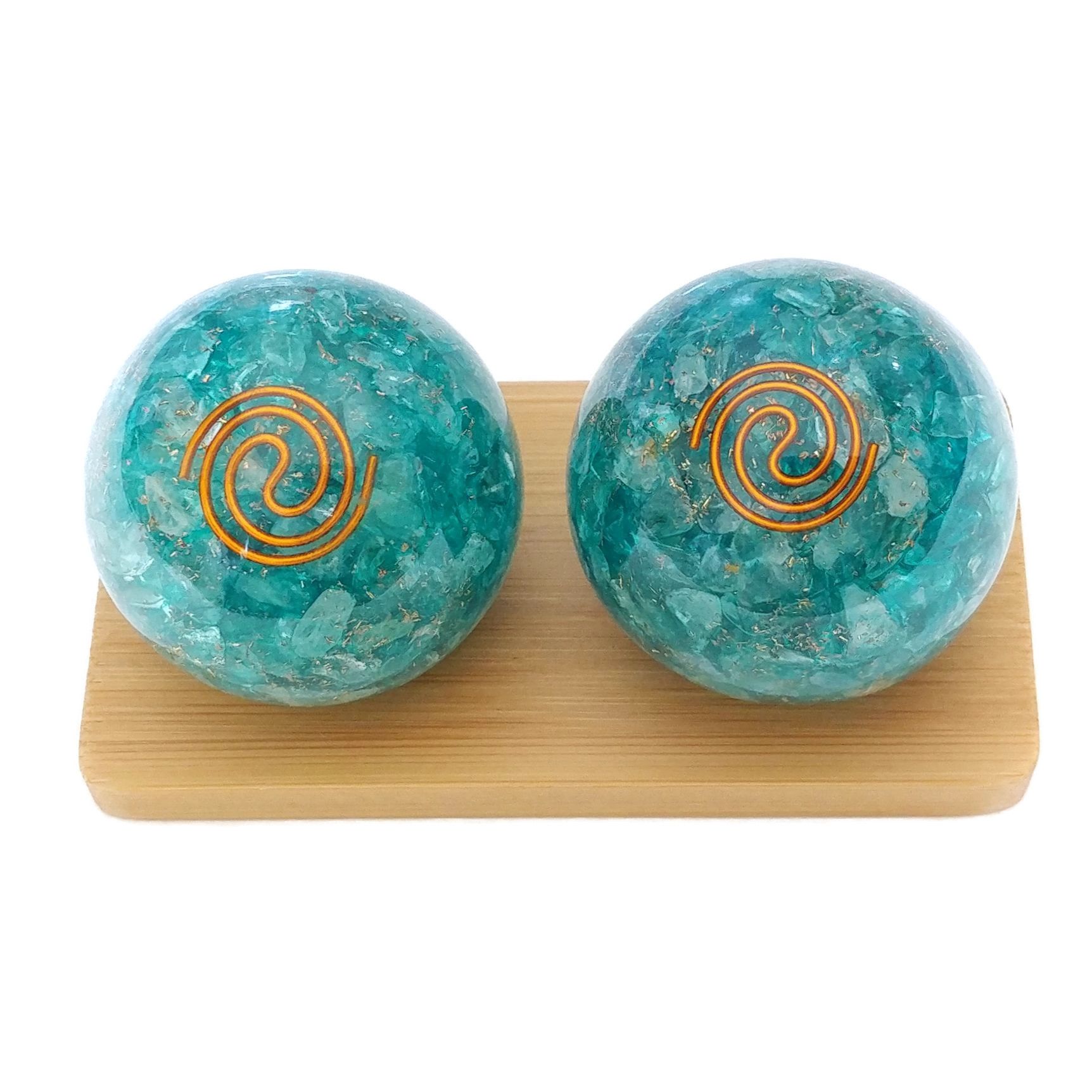 Aquamarine Quartz Orgonite Baoding Balls - BaodingBalls.com