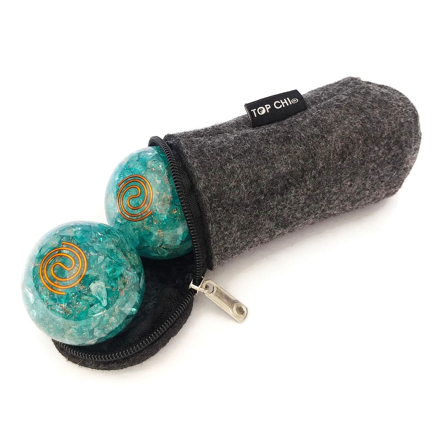 Aquamarine Quartz Orgonite Baoding Balls - BaodingBalls.com