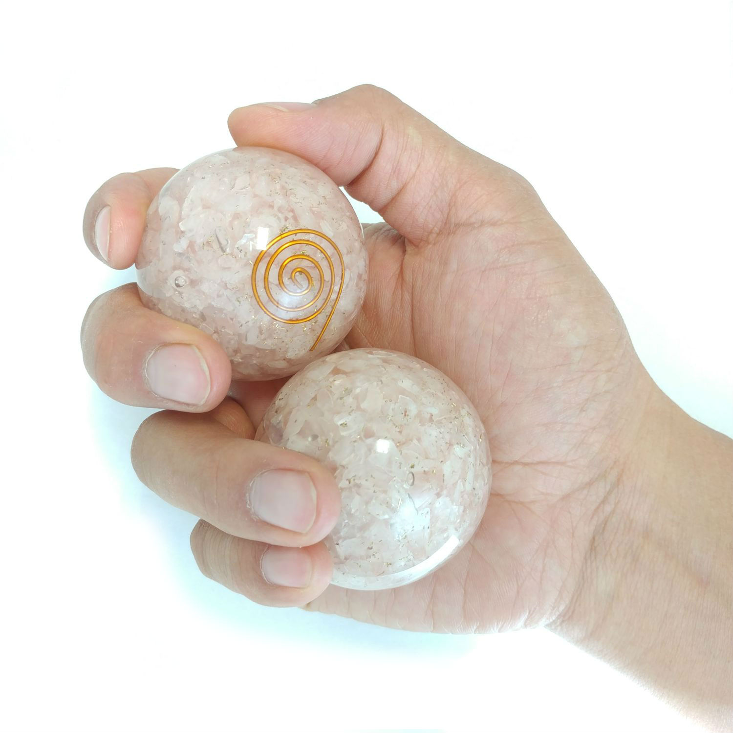 Rose Quartz Orgonite Baoding Balls - BaodingBalls.com